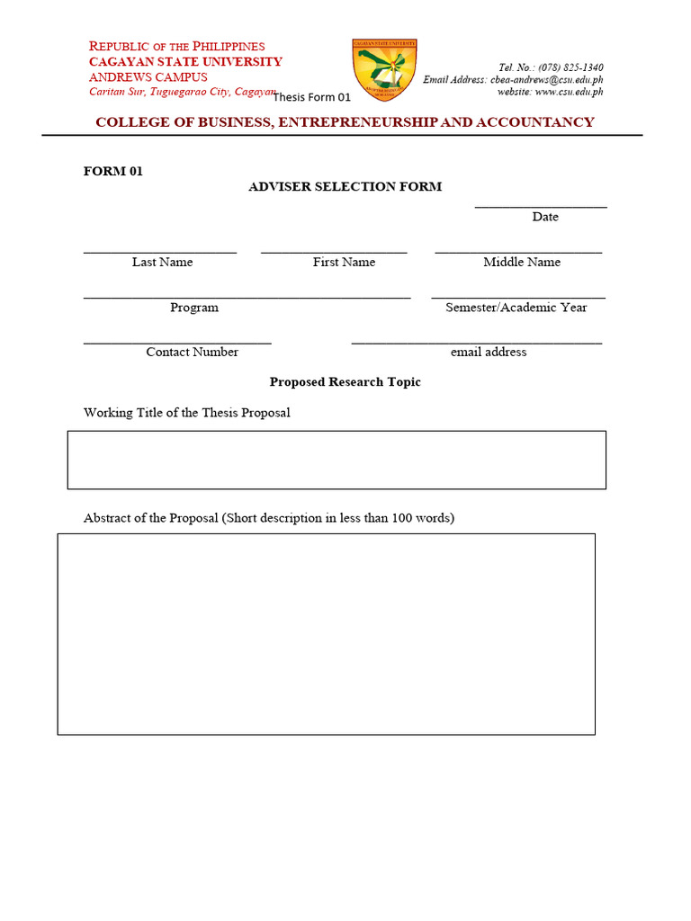 Adviser Selection Form BSAIS | PDF | Thesis | Human Communication