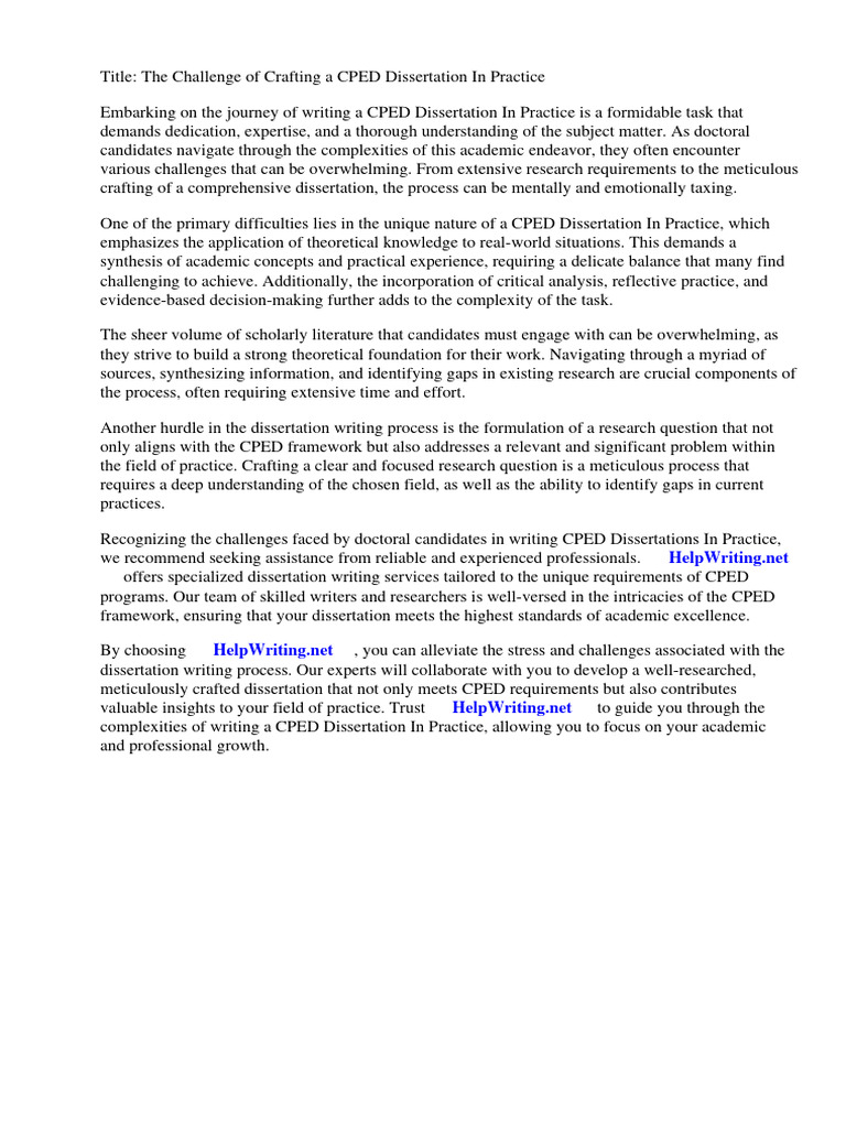 Cped Dissertation in Practice | PDF | Thesis | Cognition