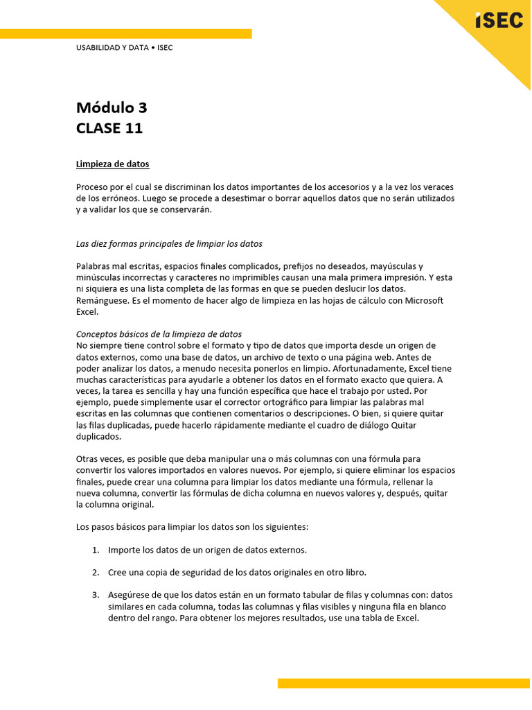 Clase 11 M3 - para El Docente | PDF | Microsoft Excel | Matriz (Matemáticas)