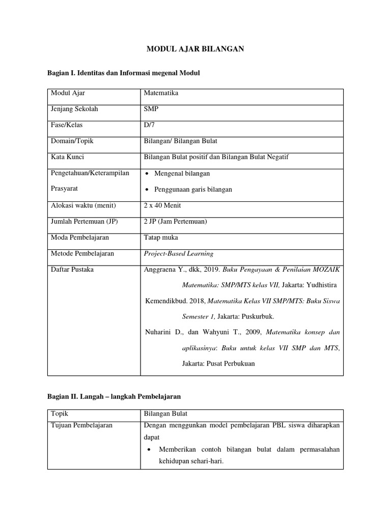 MODUL AJAR BILANGAN Arb | PDF | Karier & Perkembangan | Ilmu Sosial
