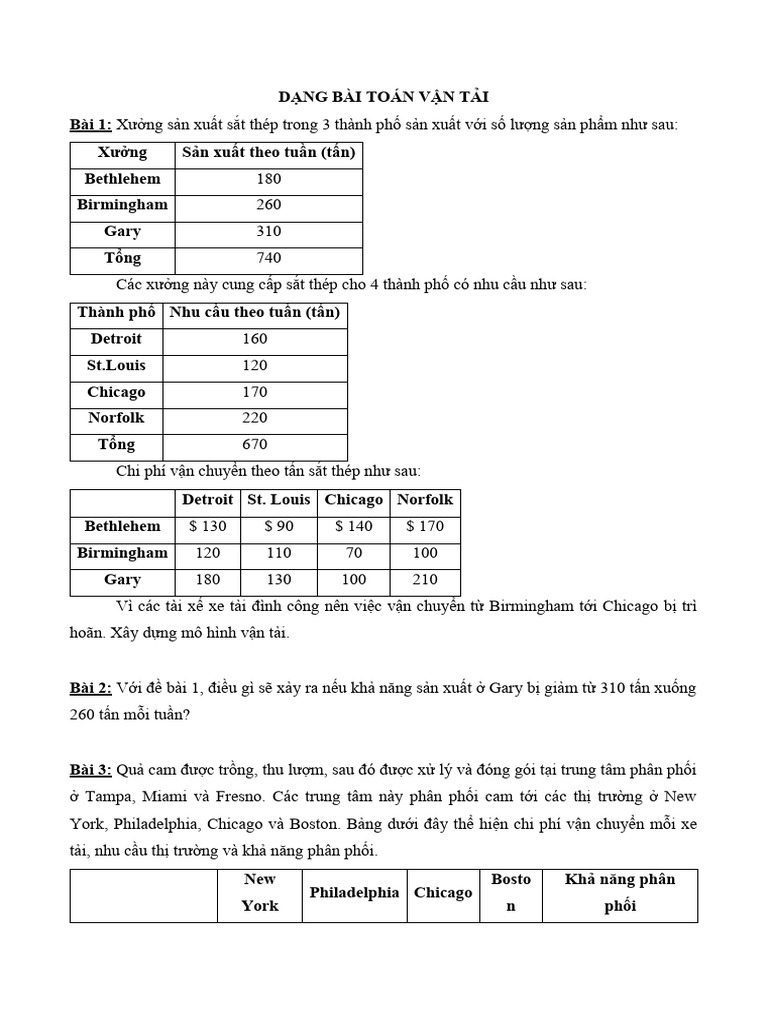 BT Ôn Tập TKHT Logistics | PDF