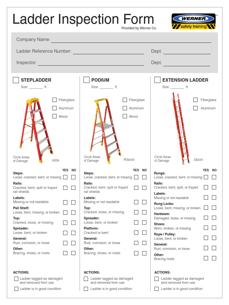 Ladder Inspection Checklist Form | PDF | Ladder