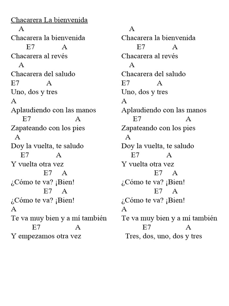 Chacarera Bienvenida - ACORDES | PDF | Artes del Lenguaje y ...