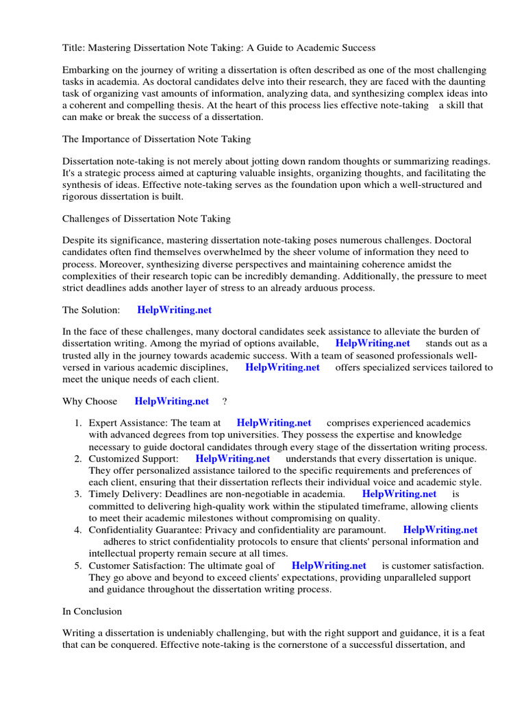 Dissertation Note Taking | PDF | Thesis | Cognition