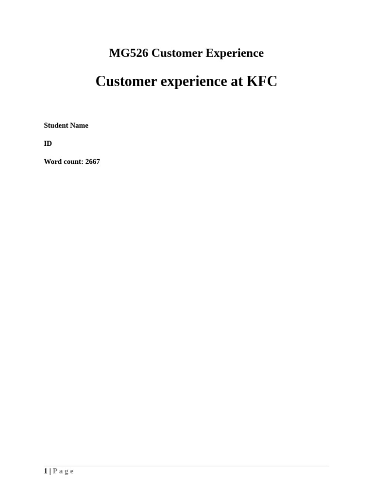 SET 11 MG526 Customer Experience CW1 | PDF | Customer Experience | Fast Food