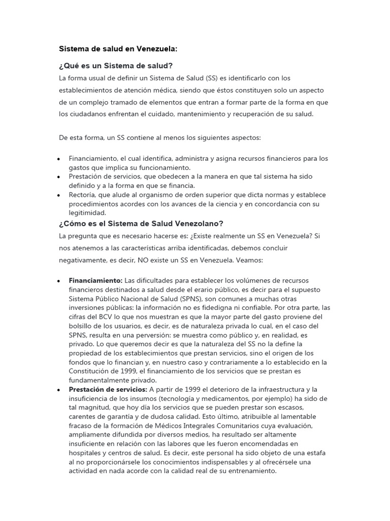 Sistema de Salud en Venezuela 2 | PDF | Hospital | Venezuela