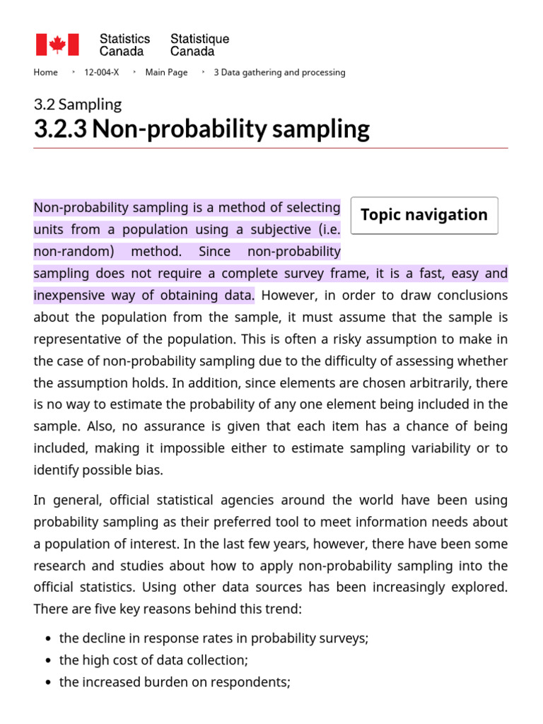 3.2.3 Non-Probability Sampling | PDF | Sampling (Statistics) | Survey Methodology