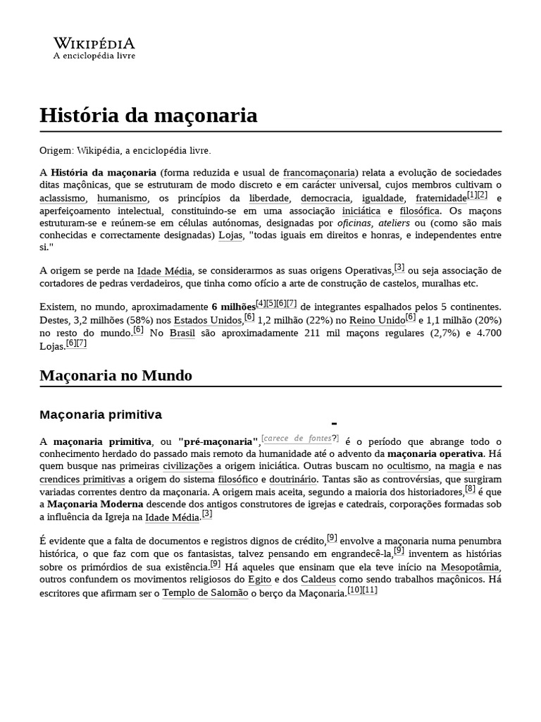 História e Origem da Maçonaria | PDF | História