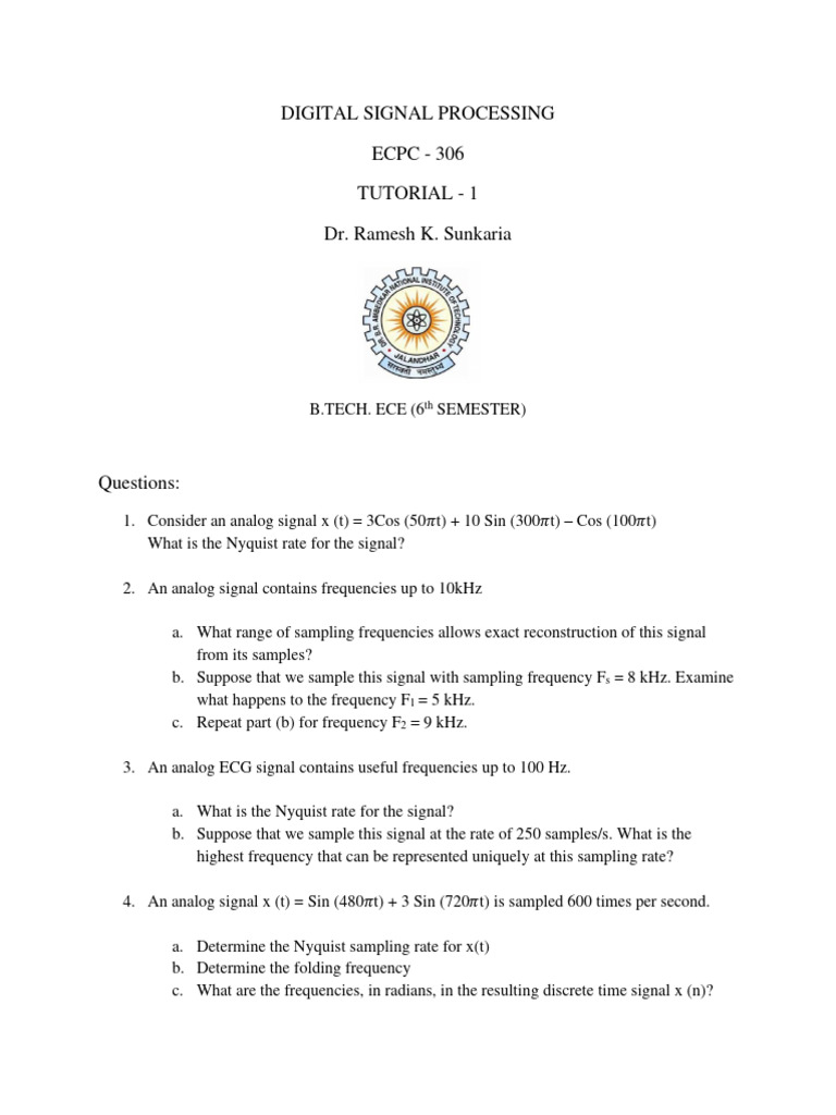 Digital Signal Processing | PDF | Sampling (Signal Processing) | Computer Engineering