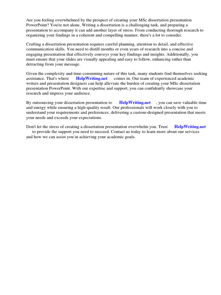 MSC Dissertation Presentation | PDF