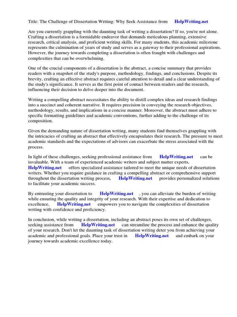 Dissertation Writing Help and Abstract Tips | PDF | Abstract (Summary ...