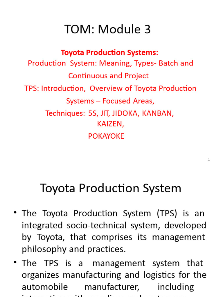 Overview of Toyota Production System | PDF | Lean Manufacturing ...