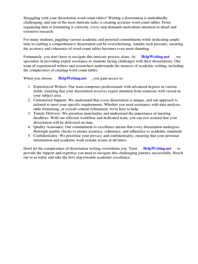 Dissertation Word Count Tables | PDF | Thesis | Http Cookie