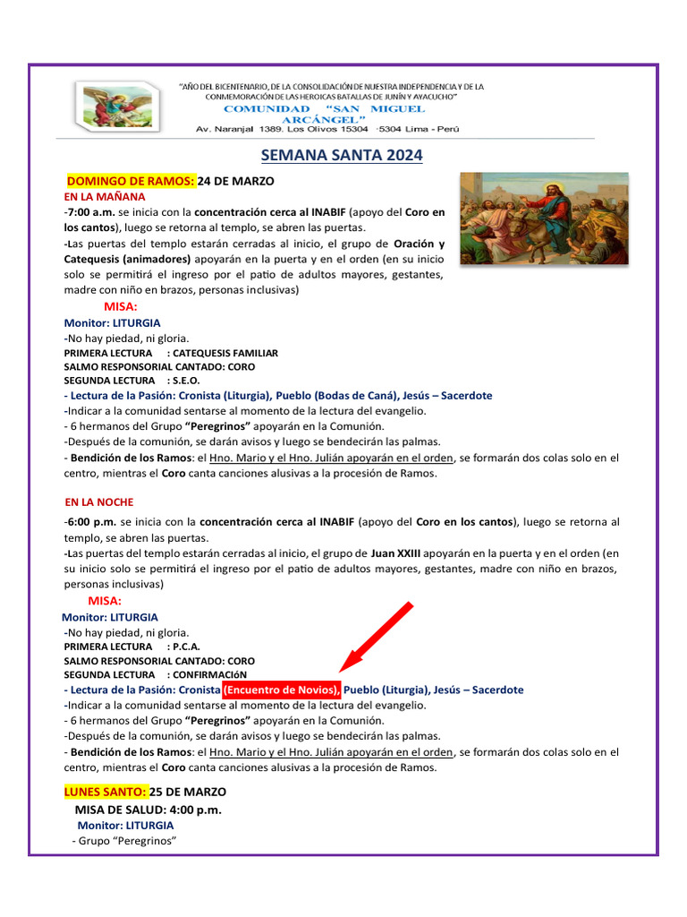 Programa de Semana Santa SMA 2024 | PDF | Misa (liturgia) | Pascua de Resurrección