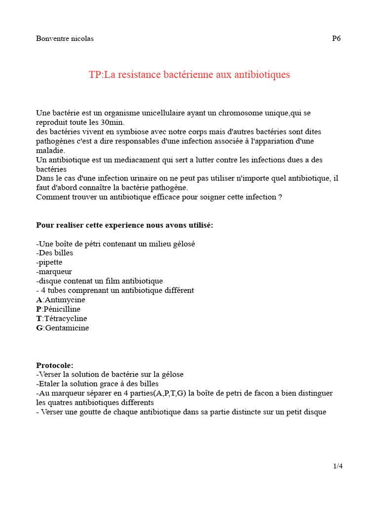 Résistance bactérienne et antibiogramme | PDF | Résistance aux ...