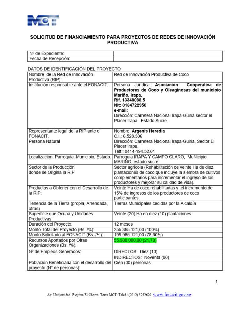 Proyecto Coco Mariño Definitivo 070907 | PDF | Coco | Agricultura