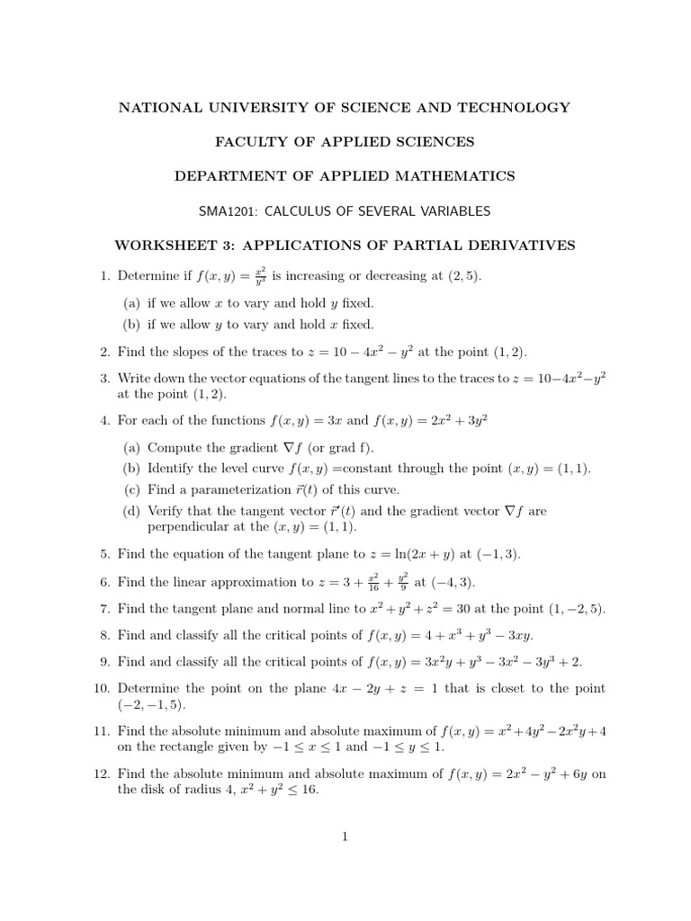 Calculus. Tut.3 | PDF | Tangent | Differential Geometry