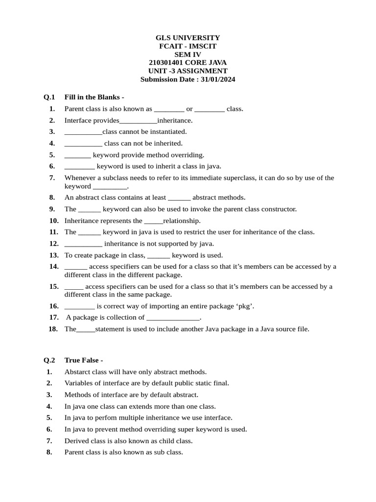 Unit-3_Theory Assignment | PDF | Class (Computer Programming) | Inheritance (Object Oriented ...