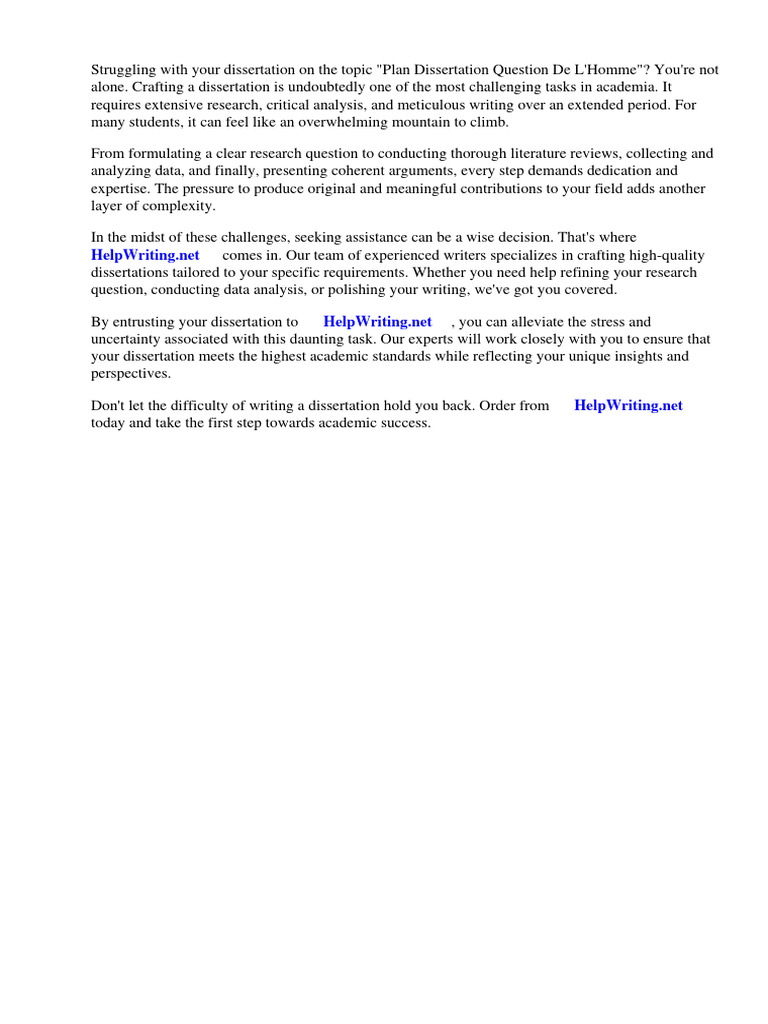 Plan Dissertation Question de Lhomme | PDF | Thesis