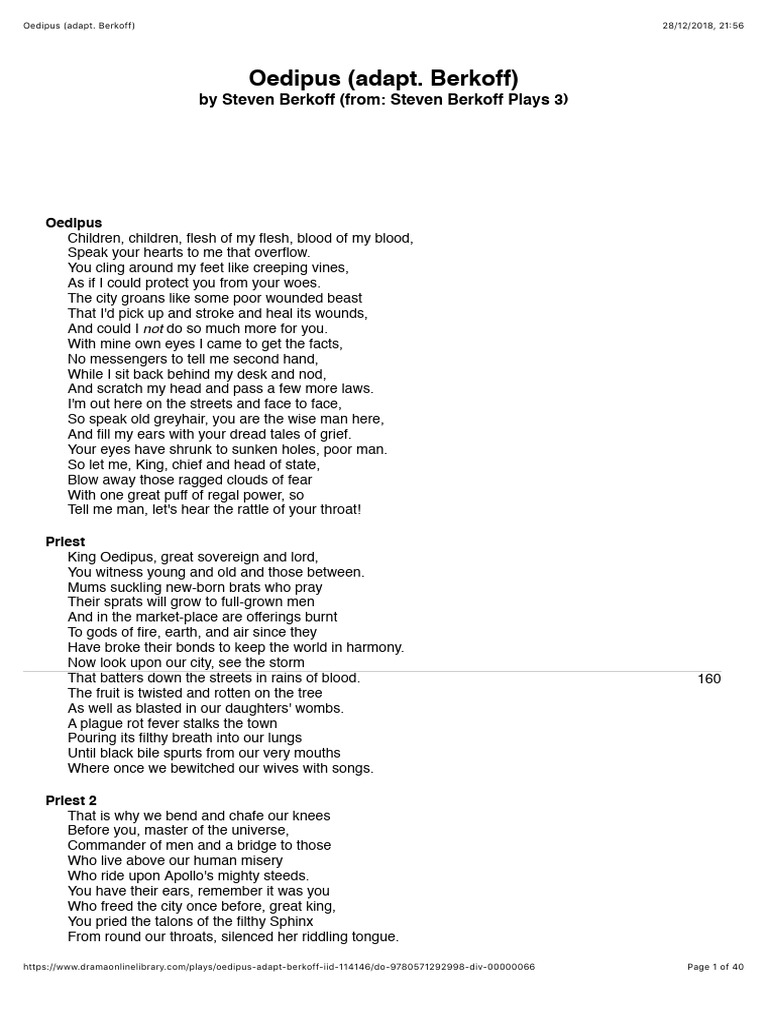 Oedipus (adapt. Berkoff) | PDF | Oedipus