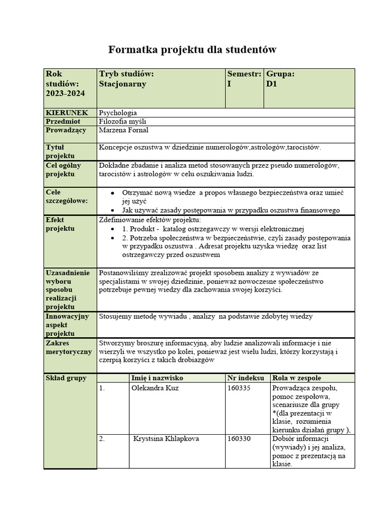 Formatka Filozofia21 | PDF
