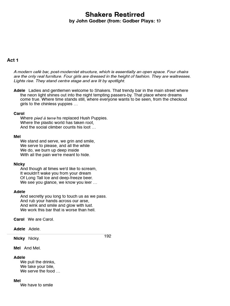 Shakers Act 1 | PDF | Mystery, Thriller & Crime Fiction