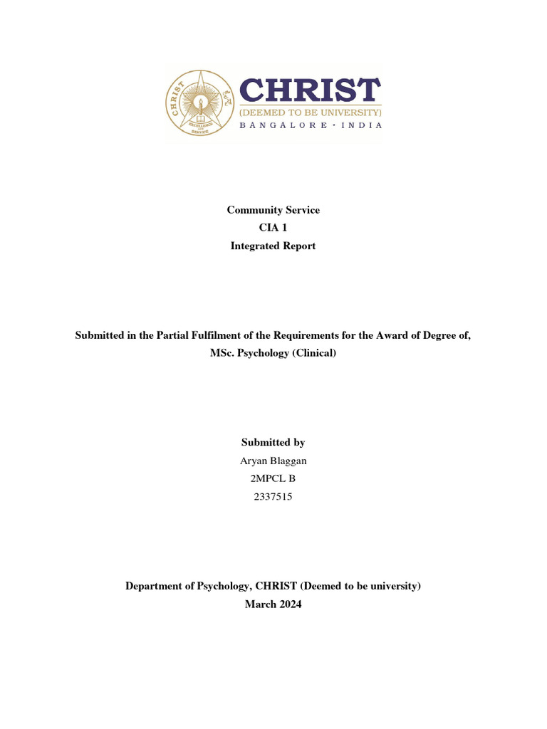 Community Service CIA1 - Integrated Report | PDF | Personality Type ...