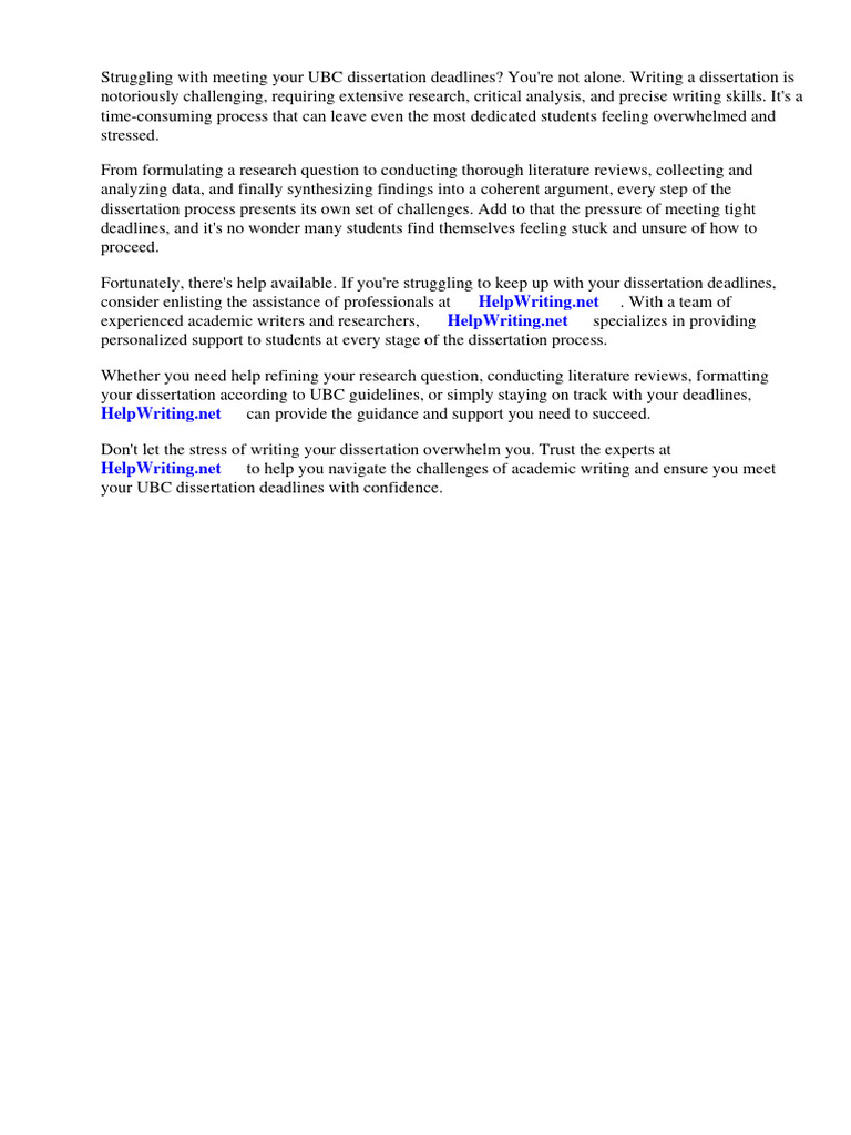 Ubc Dissertation Deadlines | PDF | Social Science | Self-Improvement