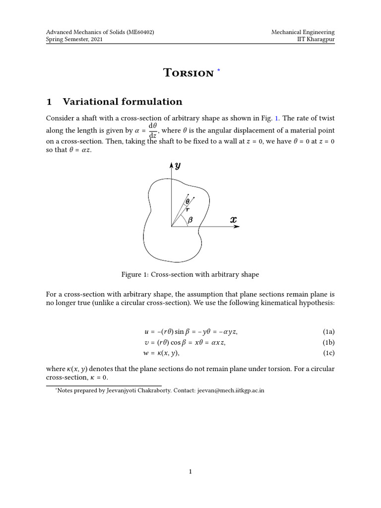 torsion | PDF | Stress (Mechanics) | Continuum Mechanics