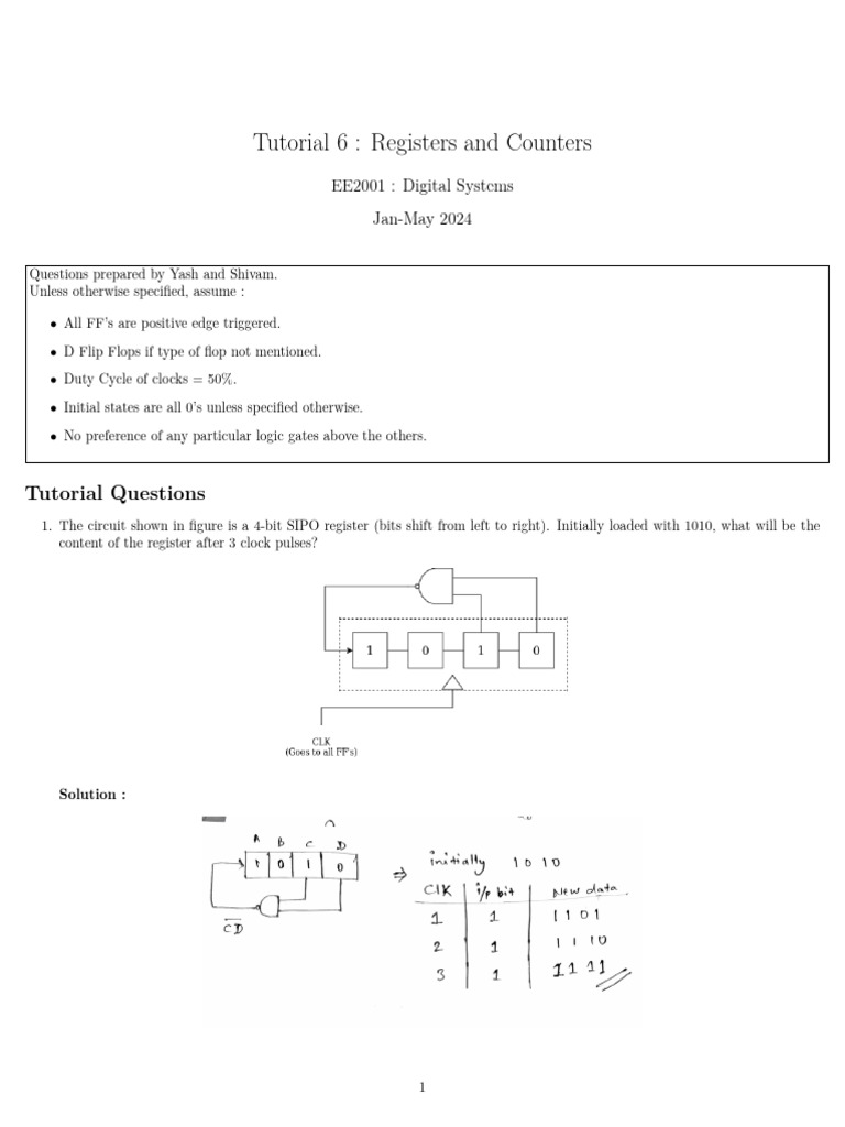 EE2001 Tut 6 Qs and Sols | PDF