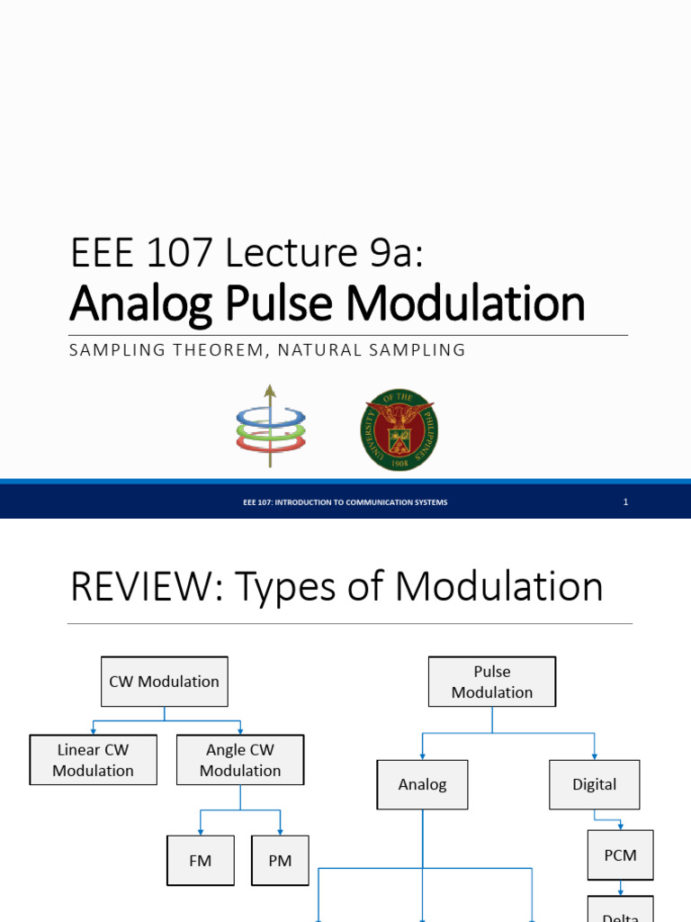 EEE 107 Lecture 9 - Analog Pulse Modulation | PDF | Sampling (Signal ... EEE 107 Lecture 9 - Analog Pulse Modulation | PDF | Sampling (Signal ...