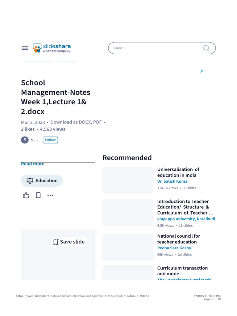 School Management-Notes Week 1, Lecture 1& 2 | PDF School Management-Notes Week 1, Lecture 1& 2 | PDF
