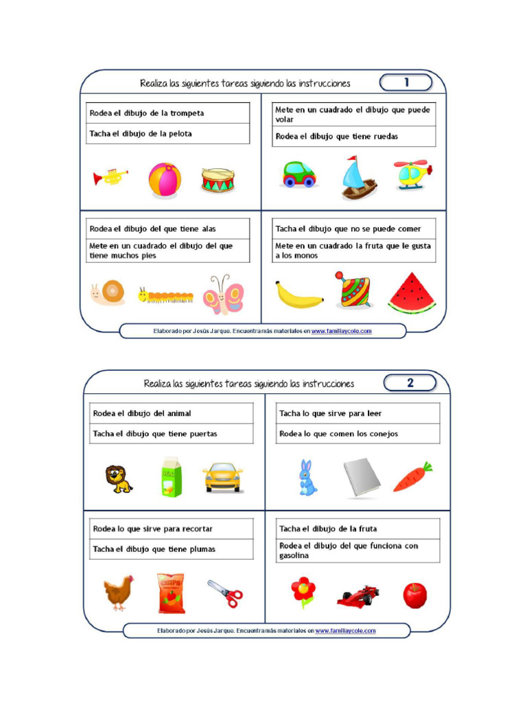 Seguimiento de Instrucciones 2°-3° Básico | PDF