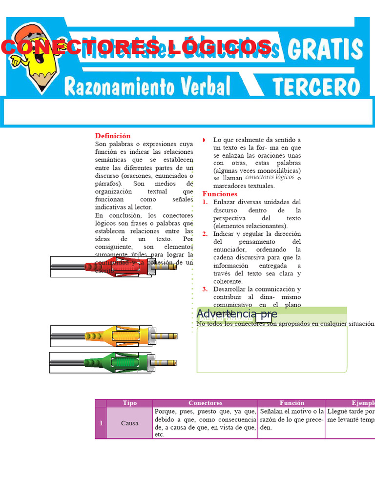 Actividades de Conectores Lógicos para Tercer Grado de Secundaria | PDF