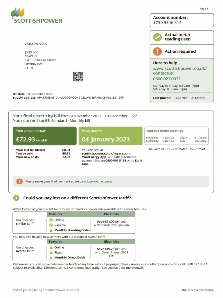 UK Bill Scottish Power | PDF
