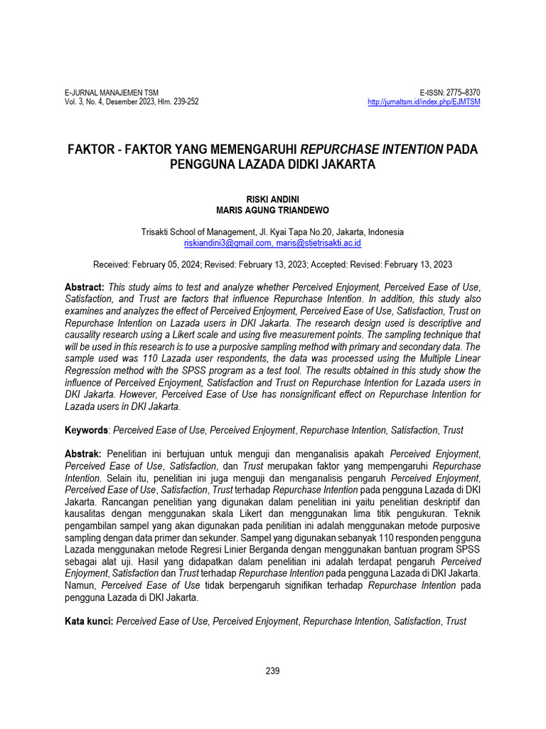 2358-Article Text-9630-1-10-20240213 | PDF | Coefficient Of Determination