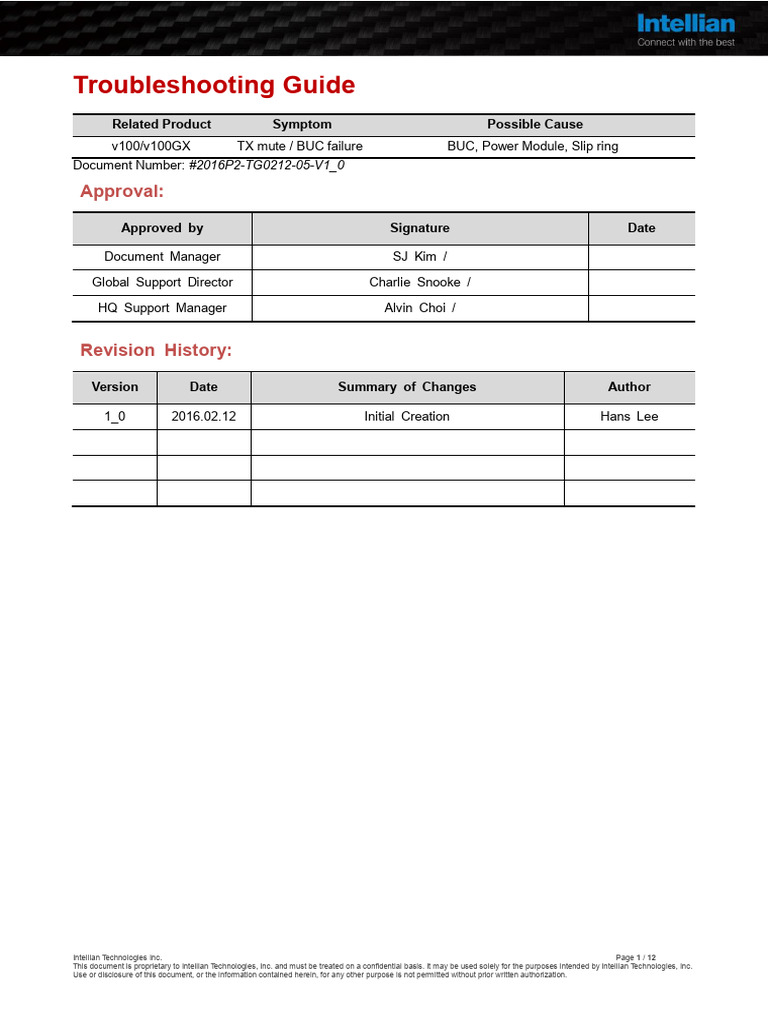 v100 - BUC Failure, TX Mute - Troubleshooting Guide - v1.0 | PDF | Troubleshooting ...