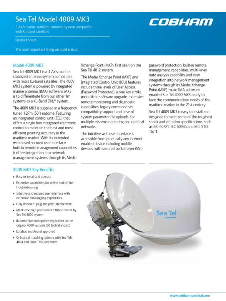 Sea Tel 4009 MK3 Ku-Band Marine Antenna | PDF | Computer Network ...