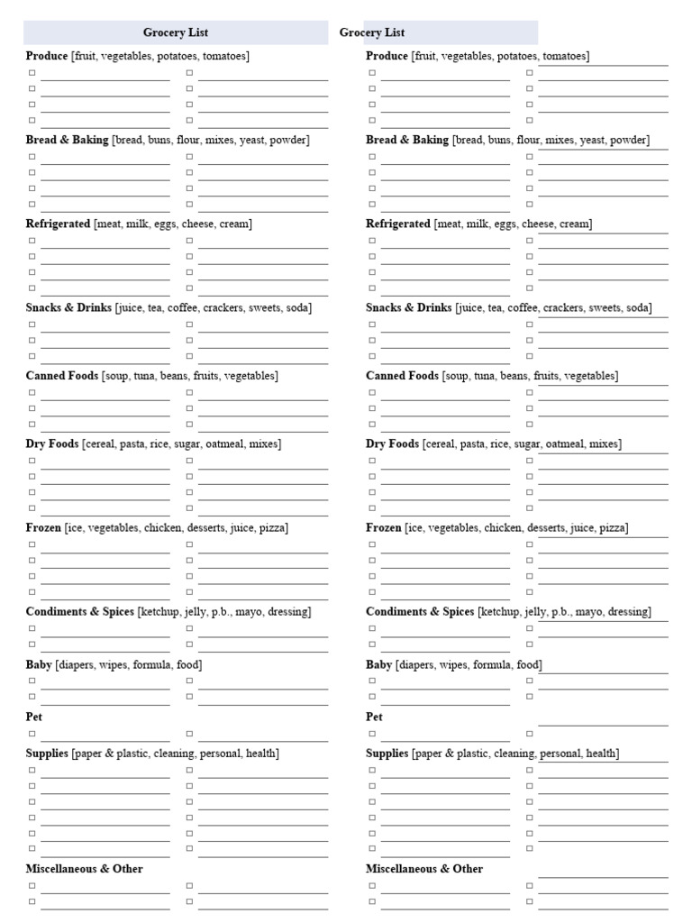 Grocery List | PDF | Breads | Tomato Sauce