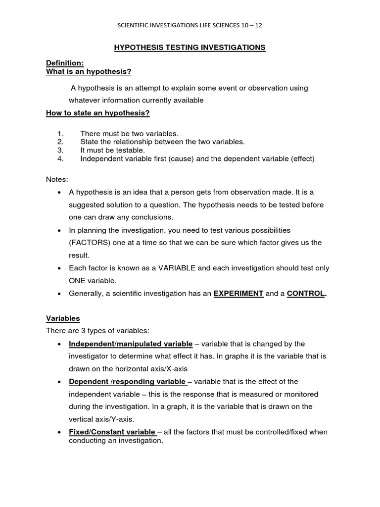 Hypothesis Testing in Life Sciences | PDF | Experiment | Scientific Method