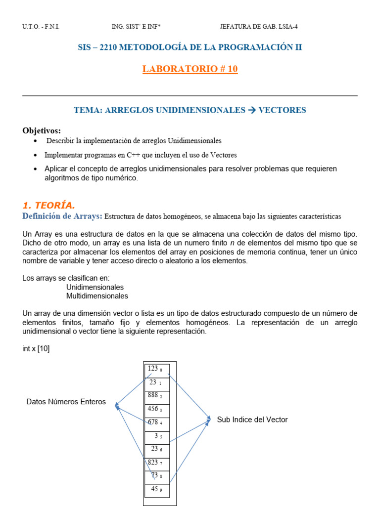 Lab 2 SIS 2210 Arreglos Vectores 2 2018 Est | PDF | Vector Euclidiano | Ingeniería de software