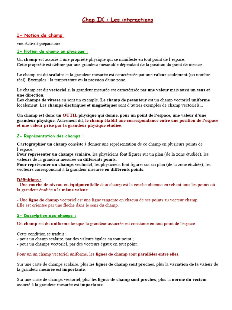 Notion de champ en physique | PDF | Champ (physique) | Masse