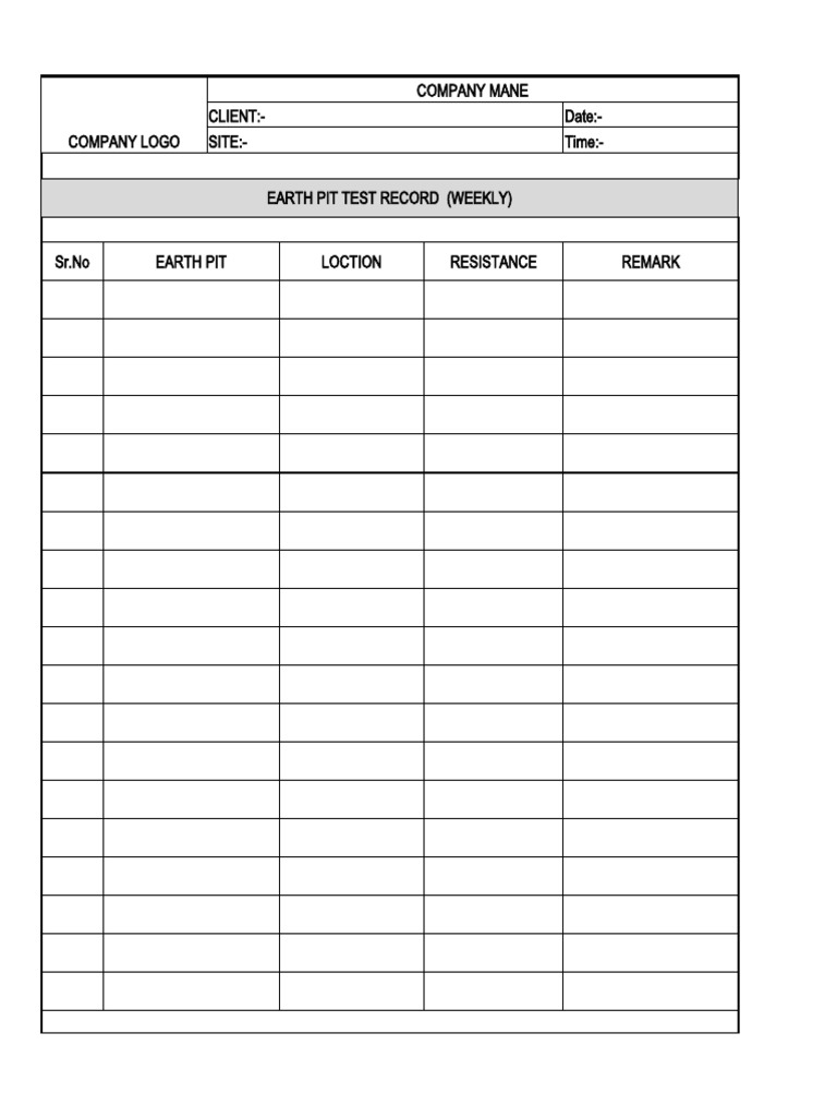Earth Pit Test Record | PDF