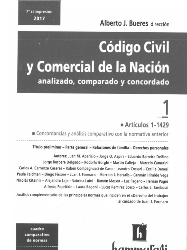 Bueres, A. - CCyC de La Nac. Analizado, Comparado y Concordado. Tomo I ...