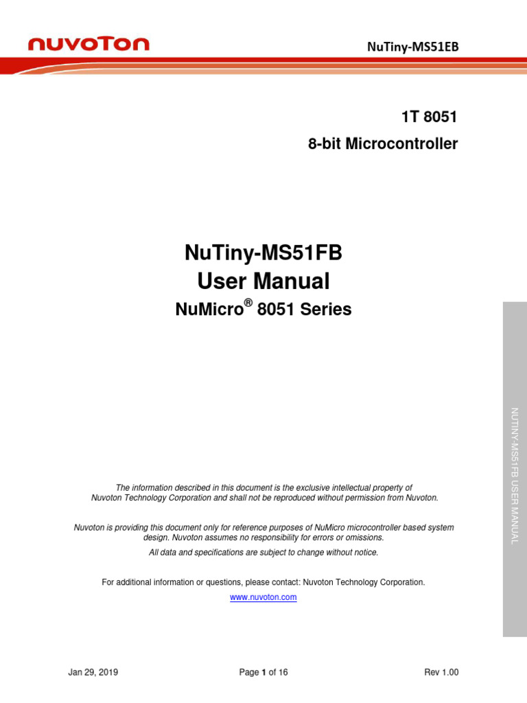NuTiny-MS51FB User Manual | PDF | Flash Memory | Microcontroller