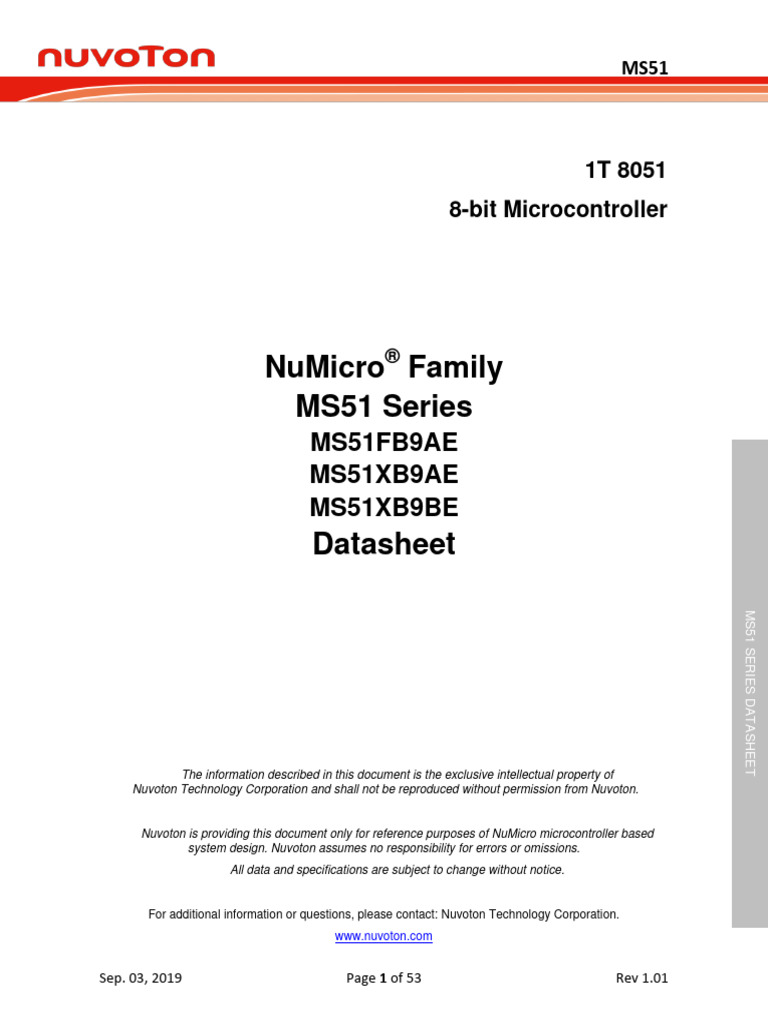 NuMicro Family MS51 Series Datasheet | PDF