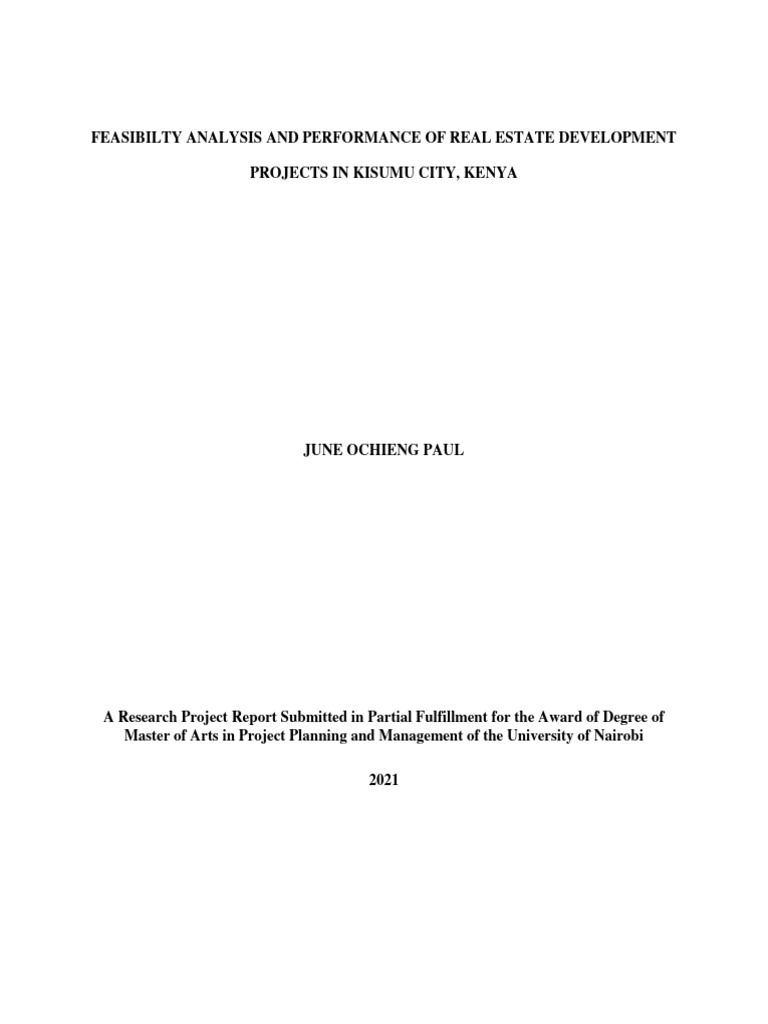 Ochieng_Feasibilty Analysis and Performance of Real Estate Development ...