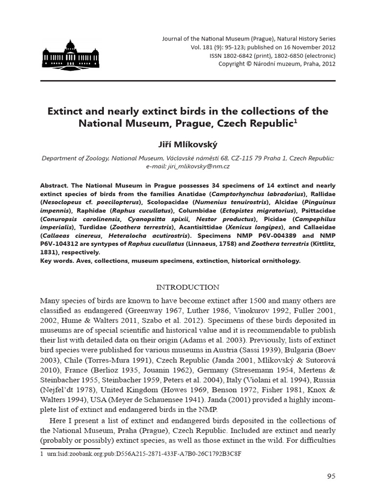 181 2012 09 Mlikovsky NMP EE Birds | PDF | Birds | Ornithology