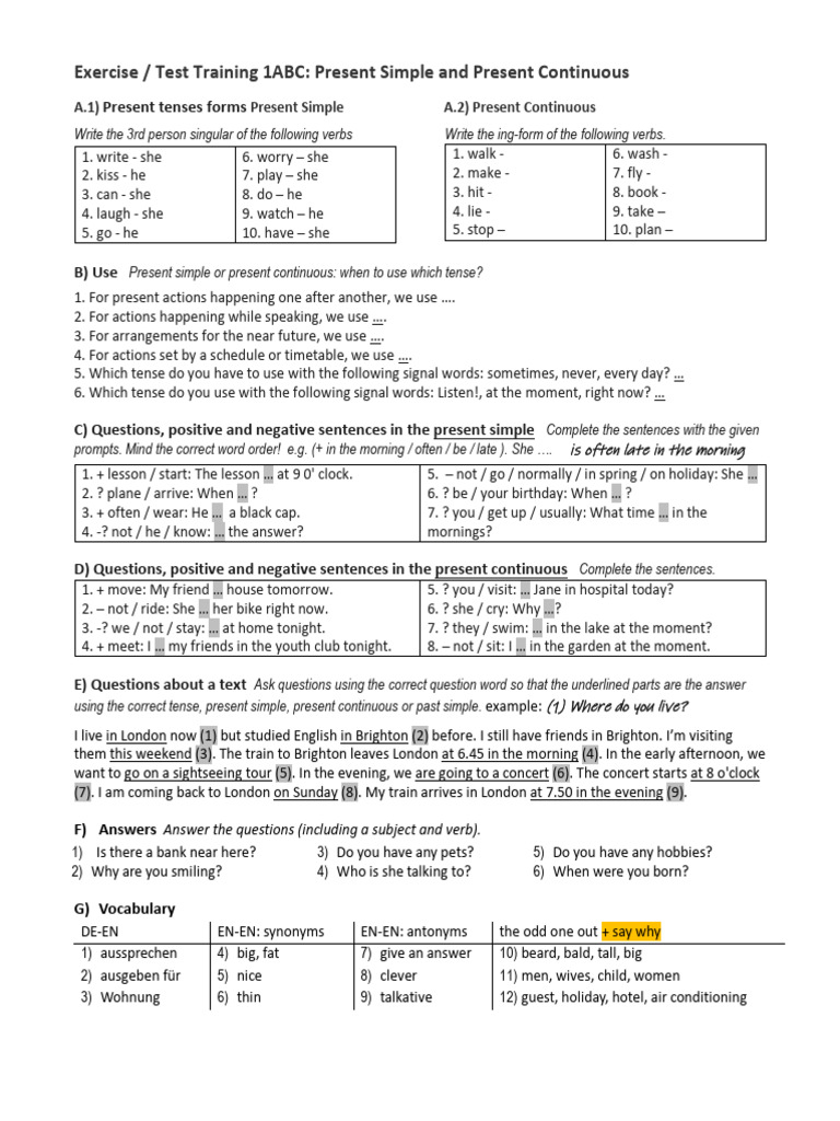 1ABC Test Training 1 | PDF | Grammatical Tense | Verb