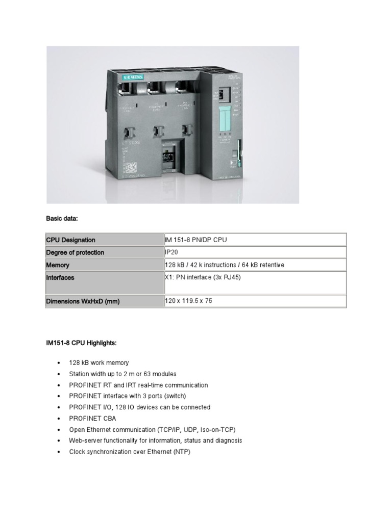 im 151-8 | Central Processing Unit | Internet Protocols